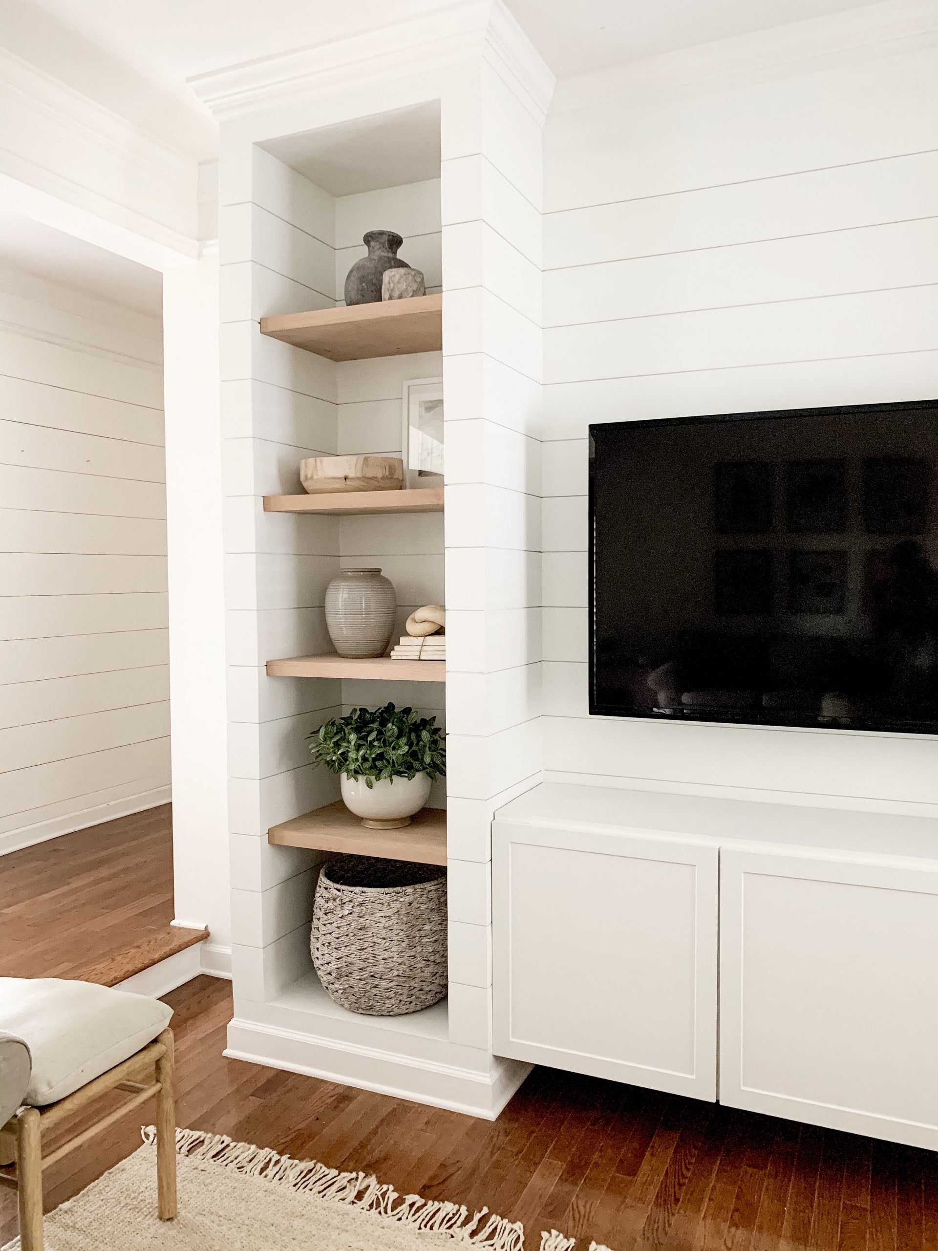 Shiplapped Media Built-Ins Tutorial | Bless This Nest