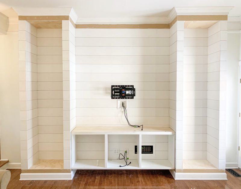 Shiplapped Media Built-Ins Tutorial | Bless This Nest