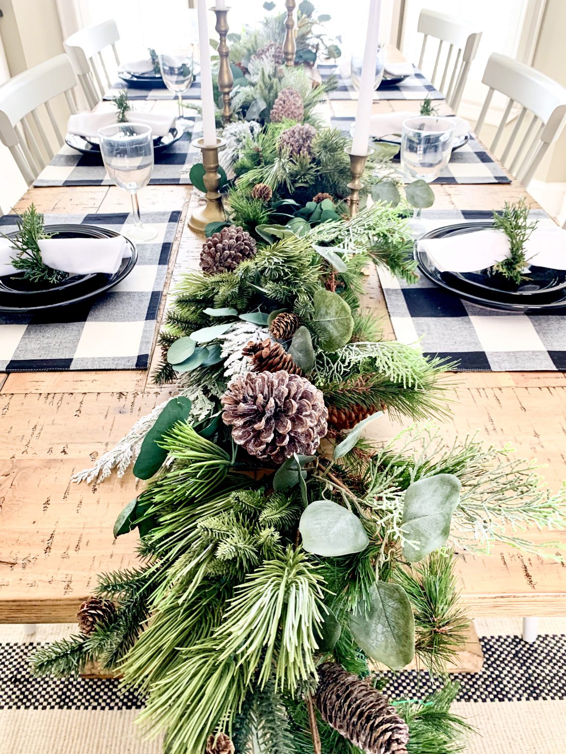 Neutral Christmas Table Setting and DIY Garland | Bless This Nest