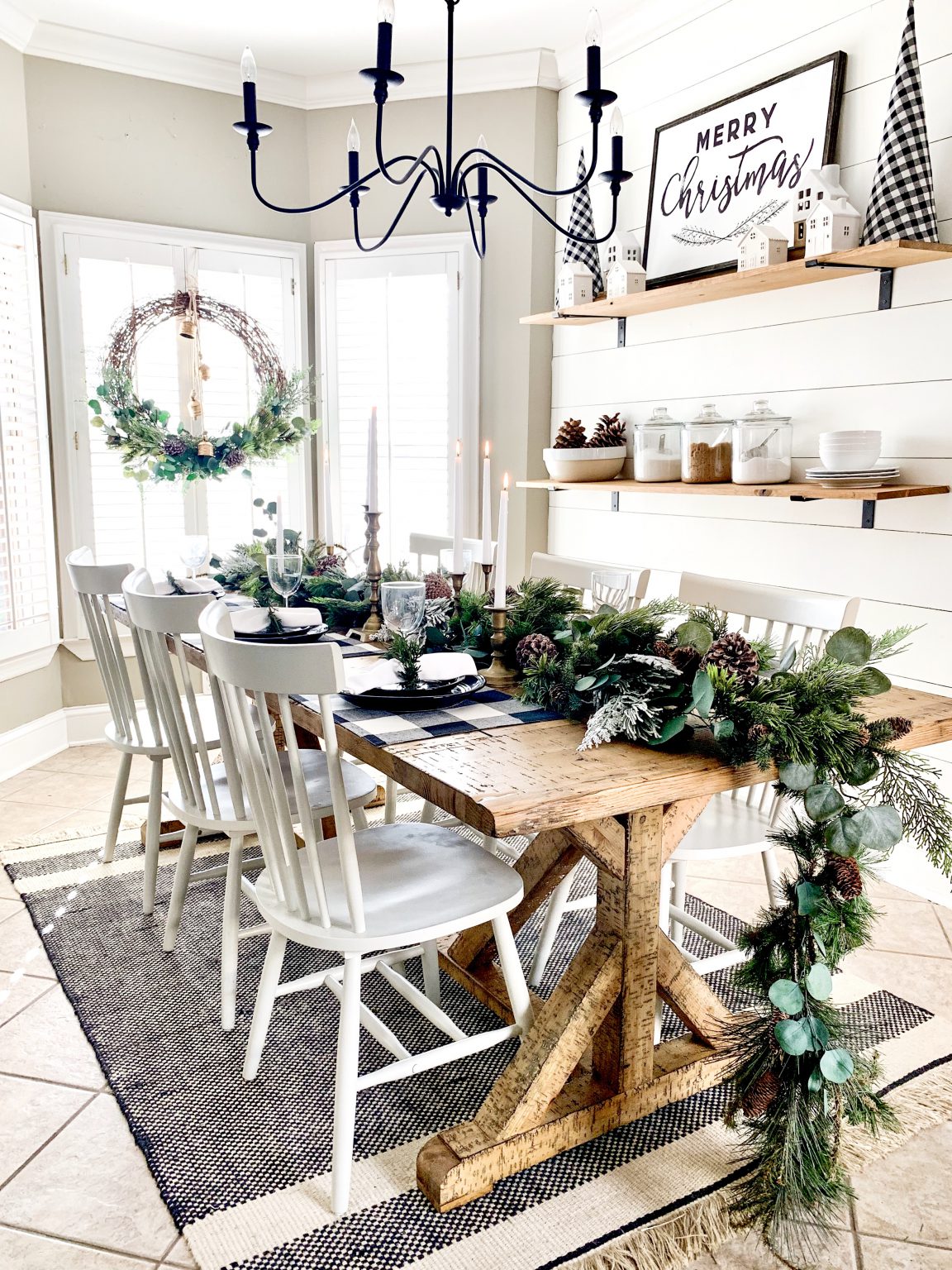 Neutral Christmas Table Setting and DIY Garland | Bless This Nest