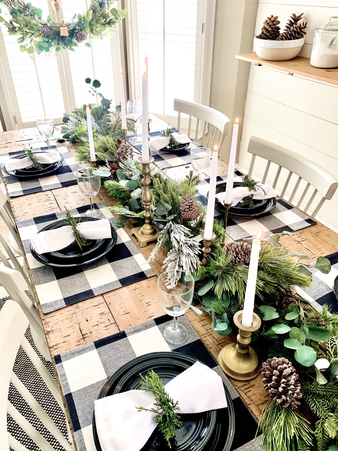 Neutral Christmas Table Setting and DIY Garland | Bless This Nest